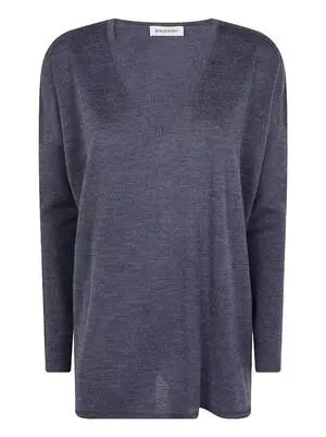 GENTRYPORTOFINO V-neck Wool Sweater - Grey