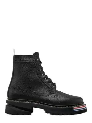 Thom Browne Pebble Grain Hiking Sole Longwing Boots - Black