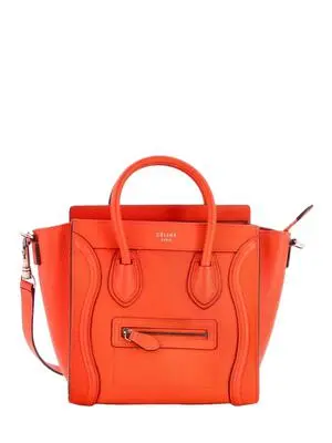 Celine Luggage Bag Grainy Leather Nano Crossbody Bag - Orange