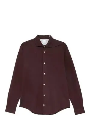 Eleventy Pique-knit Long-sleeve Shirt Brown