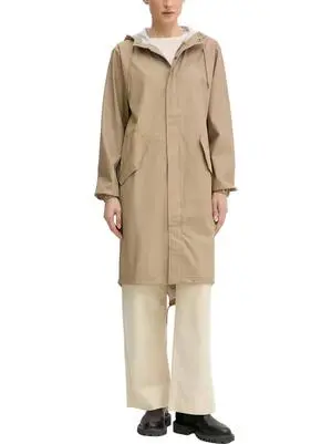 Rains Fishtail Hooded Coat - Neutrals