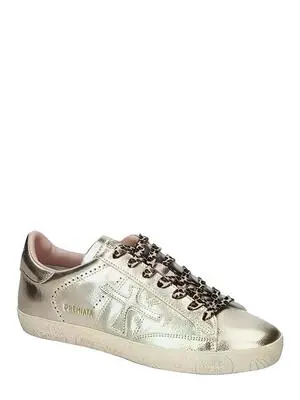 Premiata Steven Metallic Calf Leather Sneakers - Silver