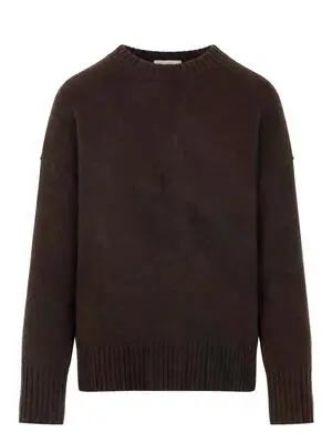 ALLUDE Ribbed-trim Crew Neck Sweater - Brown