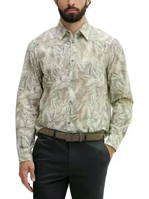 Armani Exchange Leaf-print Long-sleeved Shirt - Neutrals