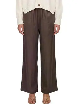 Loulou De Saison Alera Satin Wide-leg Trousers - Brown