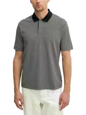Armani Exchange Geometric-print Polo Shirt Black