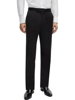 BOSS Slim-fit Tuxedo Trousers With Silk-blend Trims - Black