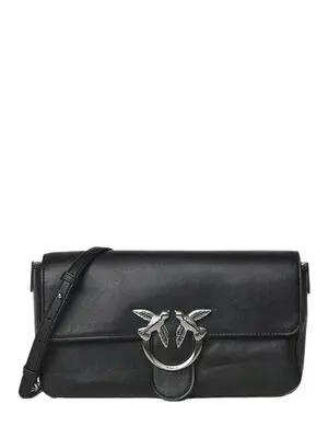 Pinko Love Birds Leather Shoulder Bag - Black