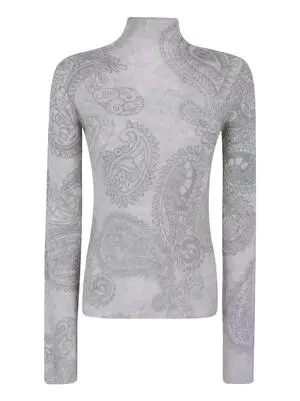 Emporio Armani Emporio Armani Alpaca Paisley Print High Neck Sweater Neutrals