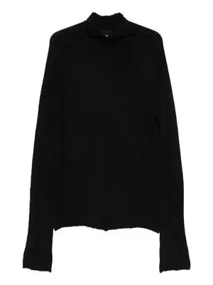THOM KROM High-neck Raw-edge Jumper - Black