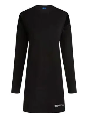 Karl Lagerfeld Cotton Jersey Cut-out Crew Neck Dress - Black