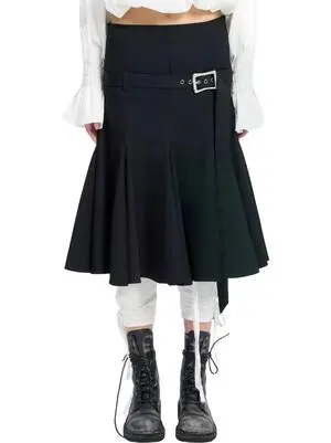ANN DEMEULEMEESTER Belted Pleated Midi Skirt - Black