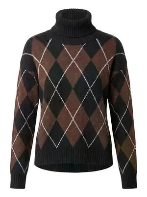 ANIYE BY Argyle Knit Roll-neck Sweater - Black