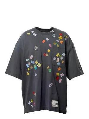 Mihara Yasuhiro Price Tag-sticker Printed T-shirt - Black