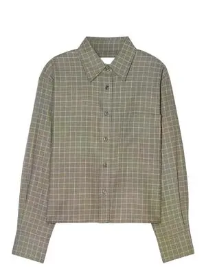 Closed Checked Cropped Shirt - Green