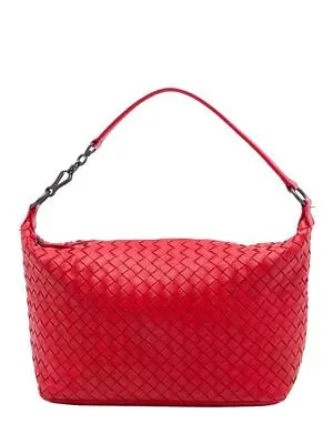 Bottega Veneta Bottega Veneta Nappa Intrecciato Shoulder Bag Red