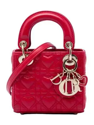 Dior Micro Lambskin Cannage Lady Satchel - Red