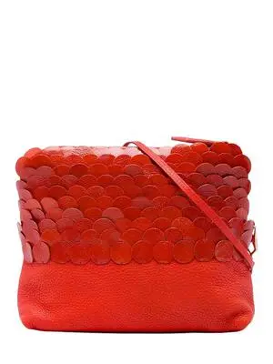 Burberry Leather Petal Clutch With Strap Crossbody Bag - Red