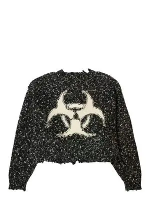 DOUBLET Acting Gas Mask Distressed Sweater - Grey