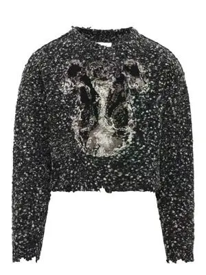 DOUBLET Acting Gas Mask Distressed Sweater - Grey