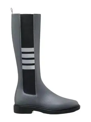 Thom Browne Pebble Grain 4-bar Knee-high Chelsea Boots - Grey