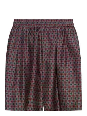 Balmain Geometric Pattern Silk Shorts - Red