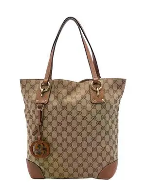 Gucci Gg Canvas Gg Charm Tote Bag - Neutrals