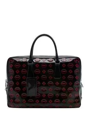 PRADA Prada Spazzolato Leather Geometric Applique Briefcase