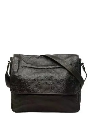 Gucci Embossed Leather Messenger Bag - Brown