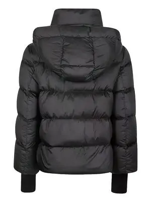 Add Hooded Single-breasted Coat - Black