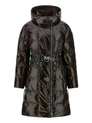 Pinko Love Birds Buckle Down Coat - Brown