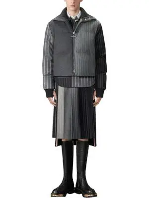 Thom Browne Flannel Fun-mix Banker-stripe Jacket - Grey