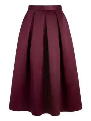 LUNATICA MILANO Duchesse Pleated Midi Skirt - Red
