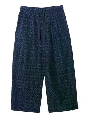 MAHARISHI Komon Aizome Diamond-pattern Drawstring Trousers - Blue