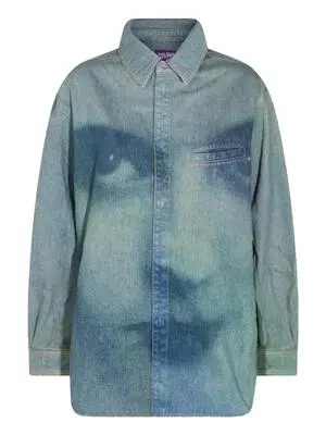 JEAN PAUL GAULTIER Jean Paul Gaultier Graphic Print Denim Shirt Blue