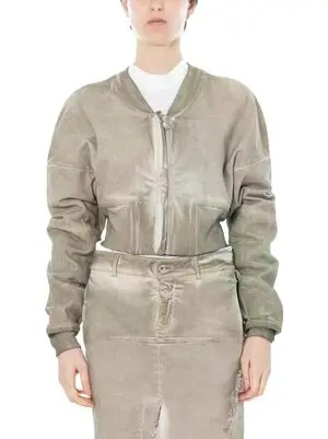 Rick Owens Flight Cropped Bomber Jacket - Neutrals