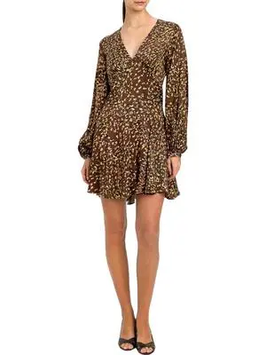 TWINSET Animal-print V-neck Mini Dress - Brown