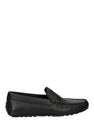 BOSS Tumbled Leather Loafers With Driver Sole - Black