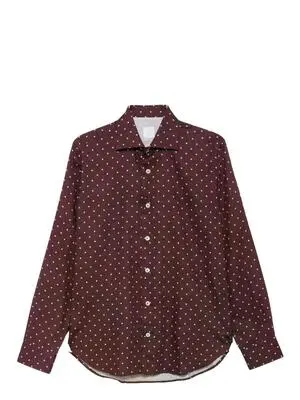 Eleventy Polka-dot Long-sleeve Shirt - Red