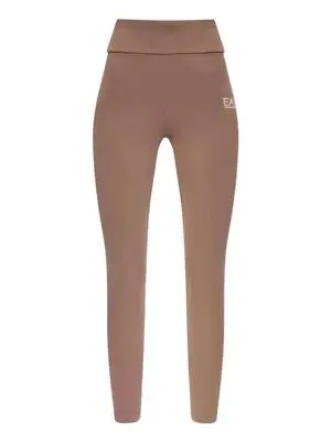 EA7 Logo-print Performance Leggings - Brown