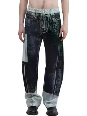 Eckhaus Latta Bend Hand-painted Jeans - Black