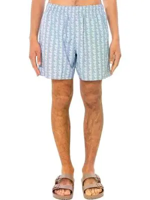Lacoste Monogram Print Swim Shorts - Blue