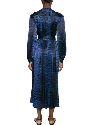 Isabel Marant Étoile Luada Abstract Print Belted Midi Dress - Blue