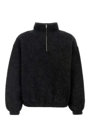 JIL SANDER Quarter-zip Wool-blend Sweater - Grey