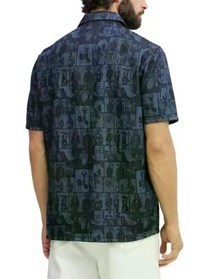 Armani Exchange Short-sleeved Denim Shirt - Blue