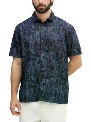 Armani Exchange Short-sleeved Denim Shirt - Blue