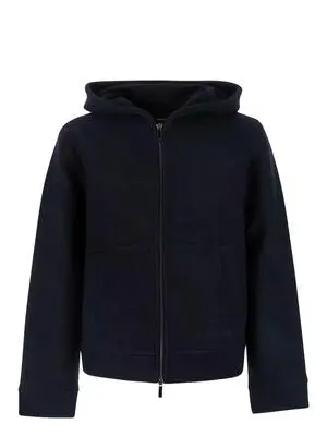 Emporio Armani Hooded Zip-up Coat - Blue