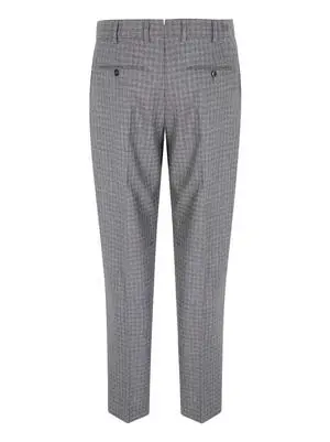 PT TORINO PT Torino Grey Wool Check Pattern Tailored Trousers