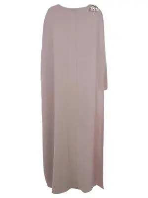 LOODYANA Floral Embellished Cape Overlay Maxi Dress - Neutrals