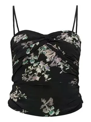 MARANT ETOILE Liese Ruched Floral Top - Black